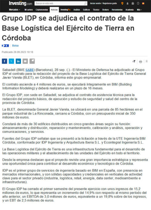 The IDP Group is awarded the contract for the Army Logistics Base in ...